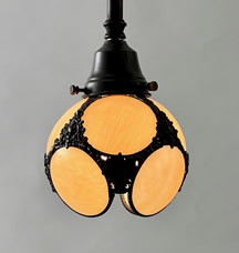 Genuine Antique Lighting: Amber Leaded Glass Pendant Lights