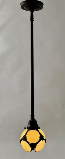 Genuine Antique Lighting: Amber Leaded Glass Pendant Lights