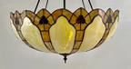 Genuine Antique Lighting: Cream and Amber Leaded Glass Inverted Dome Light