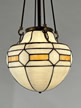 Genuine Antique Lighting: White and Amber Leaded Glass Inverted Dome