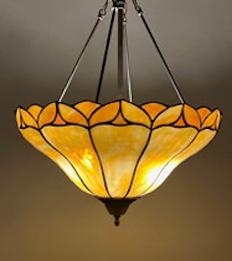 Genuine Antique Lighting: Leaded Glass Cream Amber Inverted Dome Light