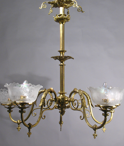 Genuine Antique Lighting: 5-Light Gas Chandelier