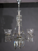 Genuine Antique Lighting: 3-Light Crystal Gas Chandelier