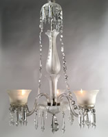 Genuine Antique Lighting: 3-Light Crystal Gas Chandelier