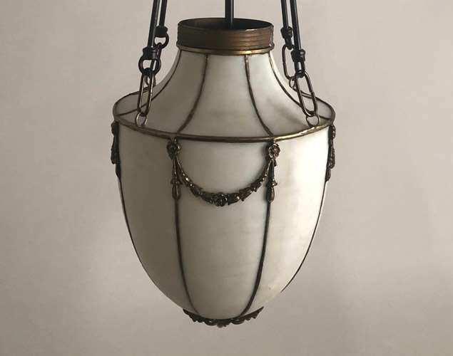 Genuine Antique Lighting: Classical Leaded Glass Inverted Pendant ...