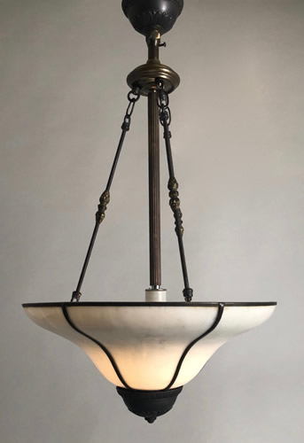Genuine Antique Lighting: Leaded Slag Glass Inverted Dome