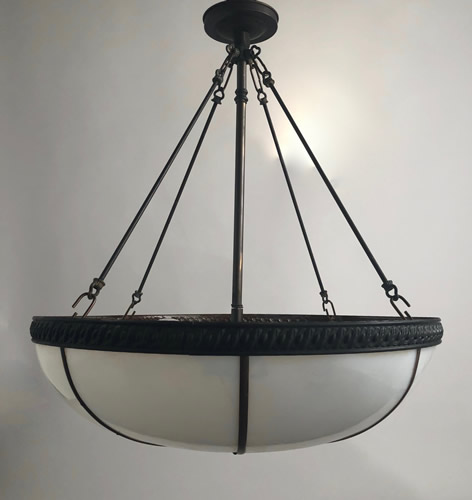 Genuine Antique Lighting: Opalescent Slag Glass Inverted Dome Light