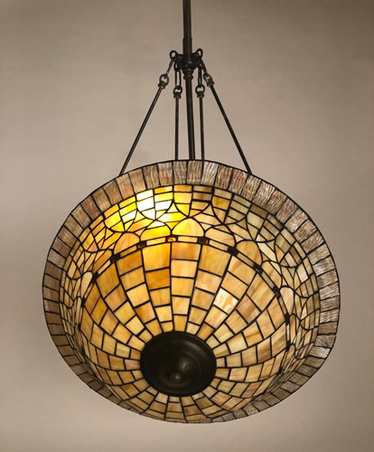 Genuine Antique Lighting: Mosaic Leaded Glass Inverted Dome Ceiling Light
