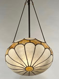 Genuine Antique Lighting: Amber and White Slag Glass Inverted Dome Light