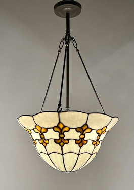 Genuine Antique Lighting: Fleur Di Lis Leaded Glass Inverted Dome Light