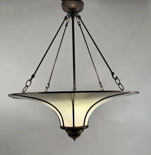 Genuine Antique Lighting: White Leaded Glass Inverted Dome