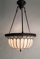 Genuine Antique Lighting: White Leaded Glass Inverted Dome