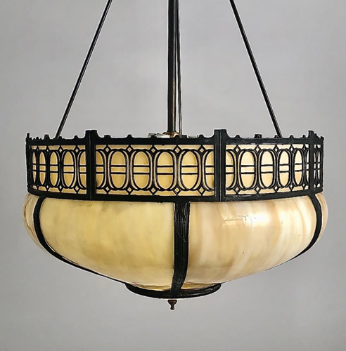 Genuine Antique Lighting: Unusual Cream Slag Glass Inverted Dome Light