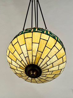 Genuine Antique Lighting: Large Amber and Greek Key Leaded Glass ...
