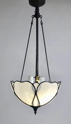 Genuine Antique Lighting: Opalescent Leaded Slag Glass Inverted Dome Light