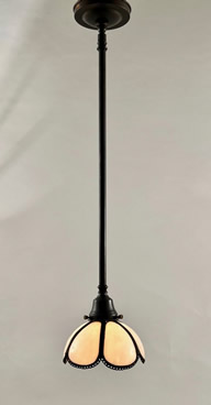 Genuine Antique Lighting: Perforated White Leaded Glass Pendant Lights